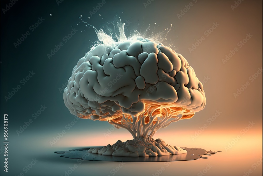 Human brain.Concept thinking, neurons activation.AI generated. Stock ...
