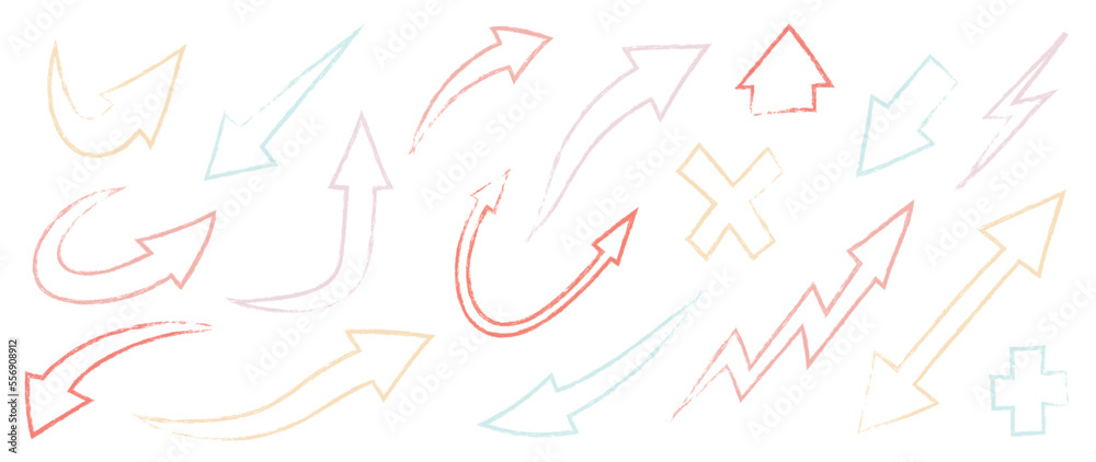 Set of hand paint arrow vector illustration. Collection of colorful ...
