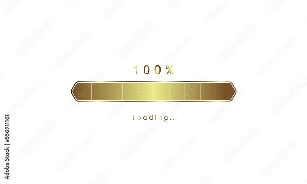 100 percent golden Futuristic Progress loading bar. gold Loading bar ...