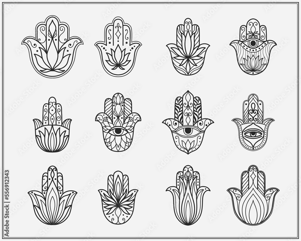 Hamsa symbol hand Fatima for protection from the evil eye. Graphic ...