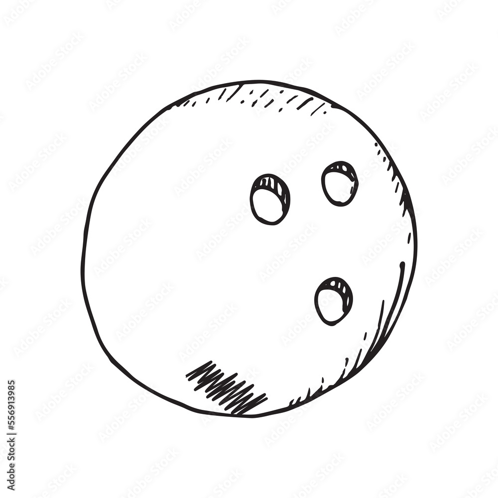 Hand drawn bowling ball doodles vector illustration. For kids coloring ...