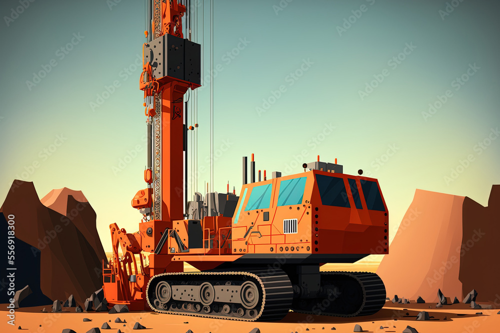 drilling equipment with a lot of hydraulic power at a building site ...