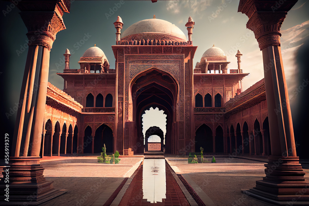 Mughal palace, or mughal architecture arches, Generative AI Stock ...