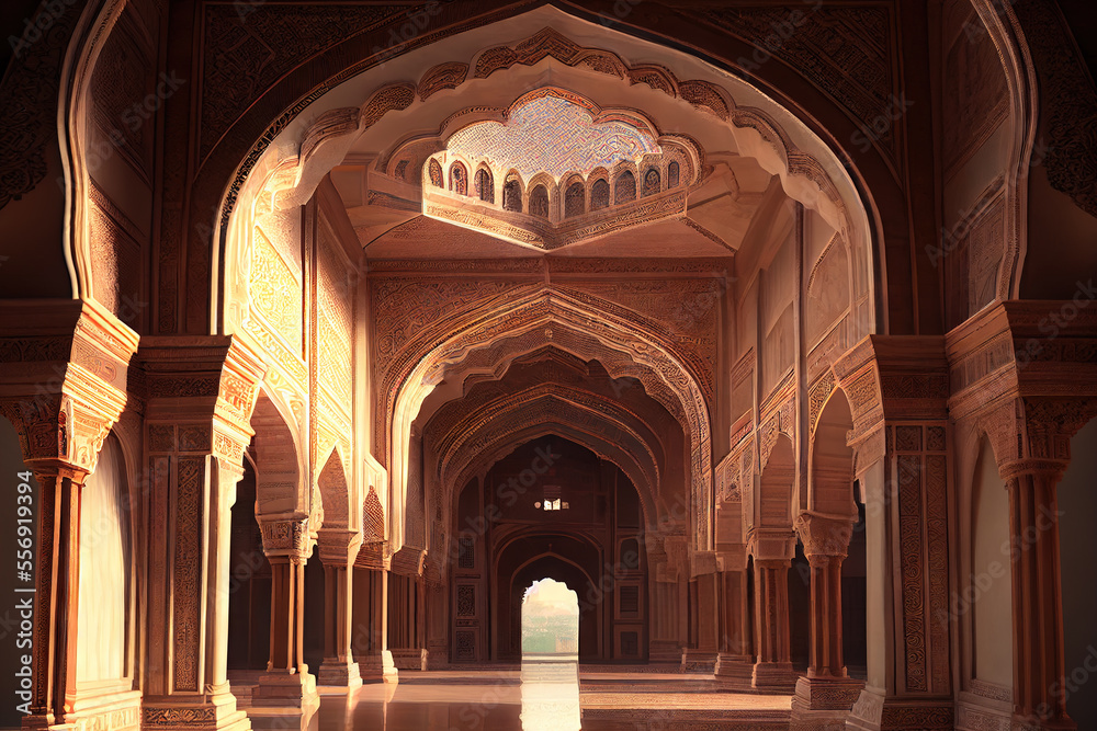 Mughal palace, or mughal architecture arches, Generative AI Stock ...