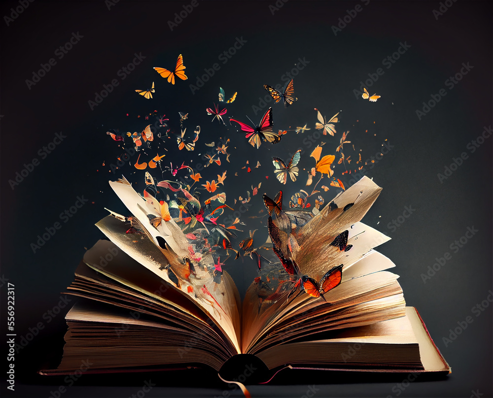 An open book with butterflies coming out of it ideal for fantasy and ...