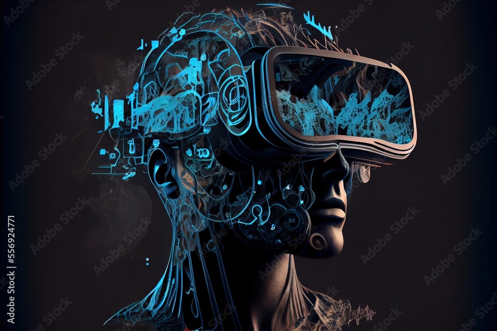 Generative AI illustration of Metaverse concept and virtual world ...