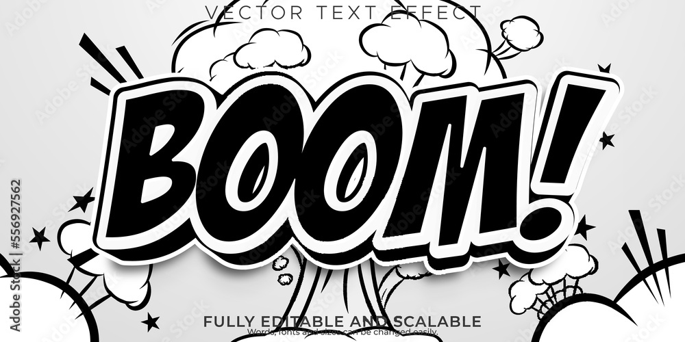 Boom text effect, editable comic and comic book text style. Stock Vector | Adobe Stock