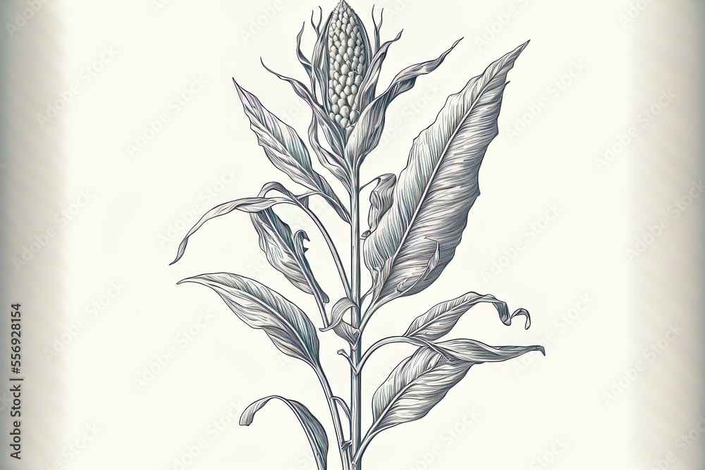 Field Corn Plant Drawing