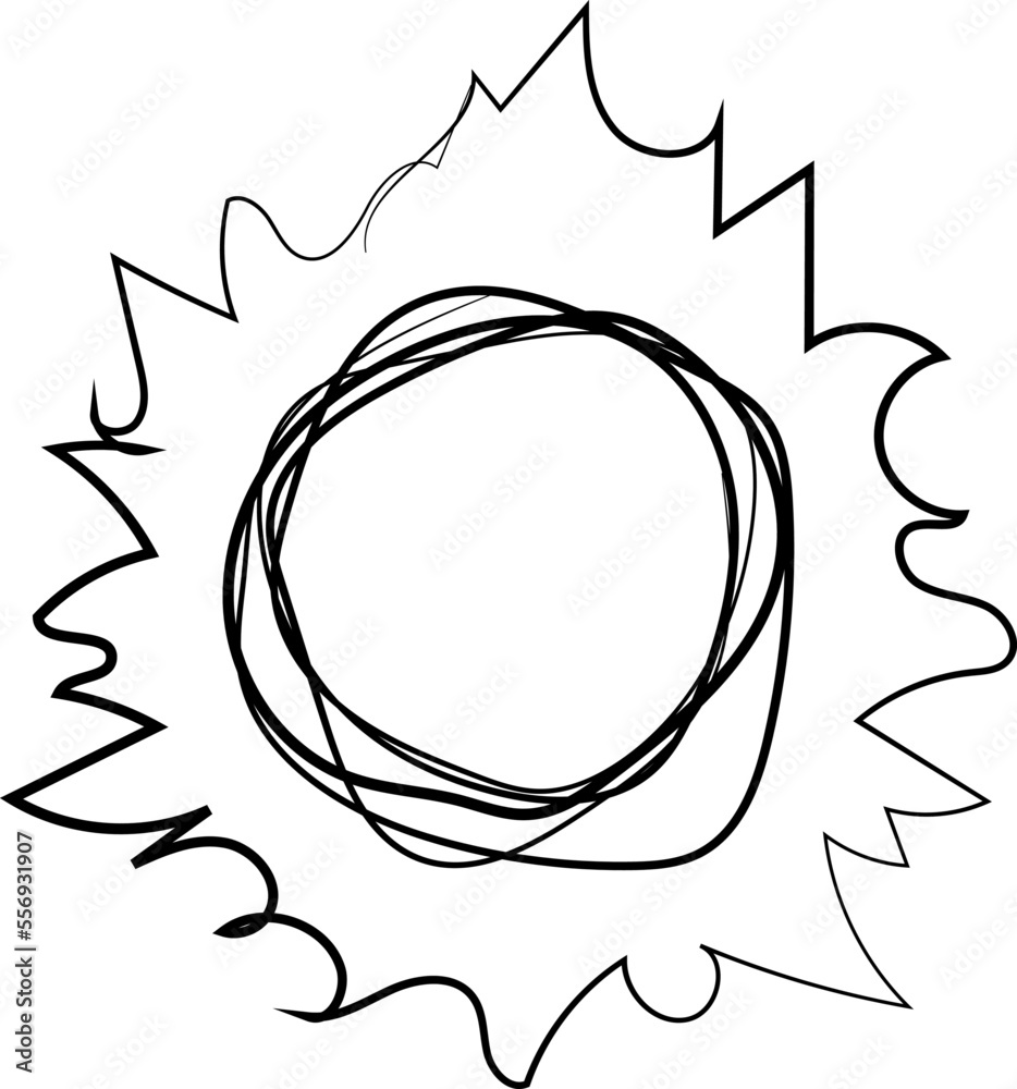 Cute doodle sun. Hand drawn vector illustration. Sketch sun, Hand drawn ...