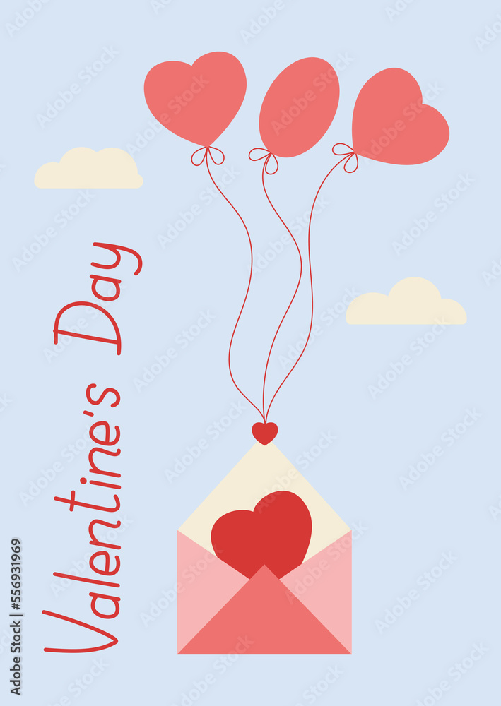 Love lettering with letter. Happy Valentines Day greeting card ...