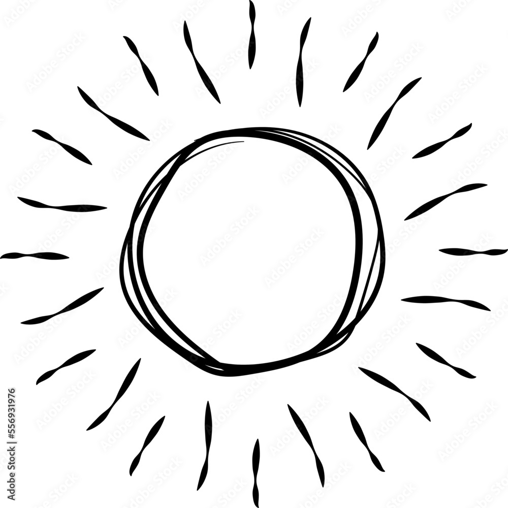 Cute doodle sun. Hand drawn vector illustration. Sketch sun, Hand drawn ...