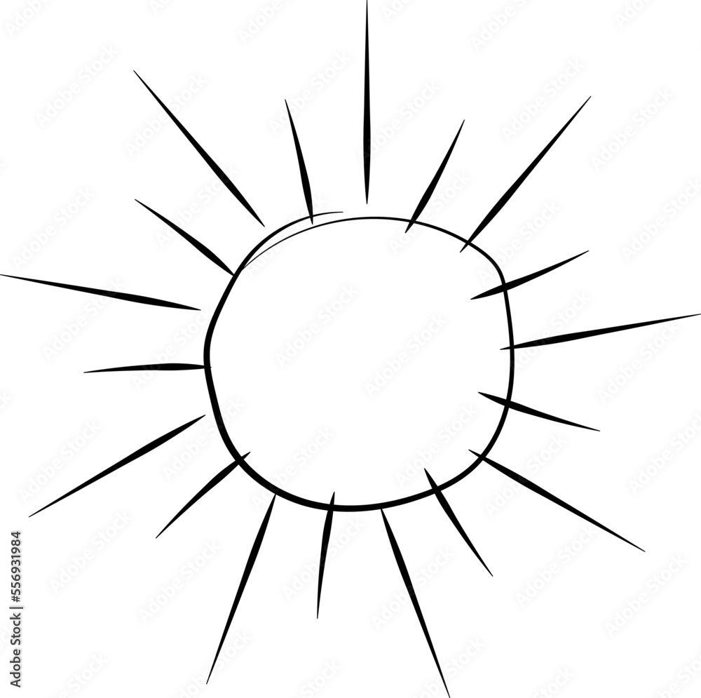 Cute doodle sun. Hand drawn vector illustration. Sketch sun, Hand drawn ...