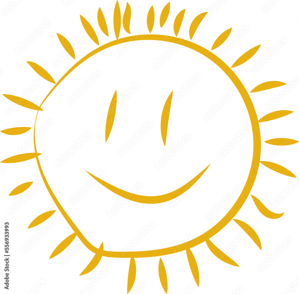 Cute doodle sun. Hand drawn vector illustration. Sketch sun, Hand drawn ...