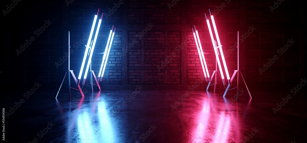 Sci Fi Alien Cyber Dark Hallway Room Corridor Neon Purple Blue Lights ...