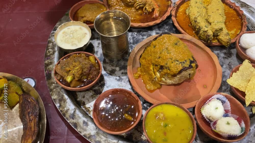 Top angle shot of Bengali food cuisine ready to eat. Bengali Thali, A ...