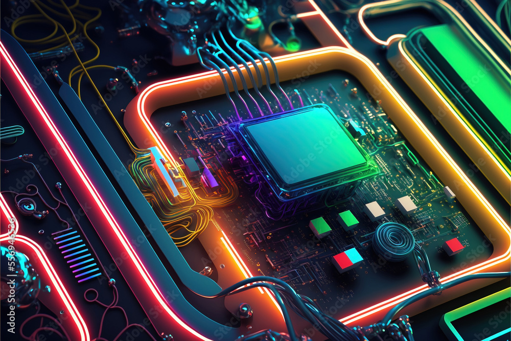 Abstract Electronic Circuit Board Background, generative ai Stock ...