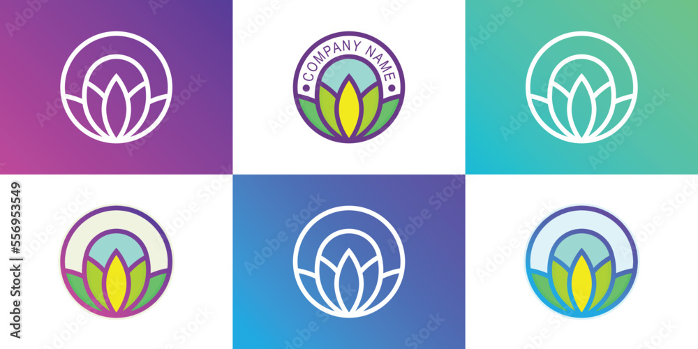 Lotus flower with circle, logo design inspiration for health care Stock ...