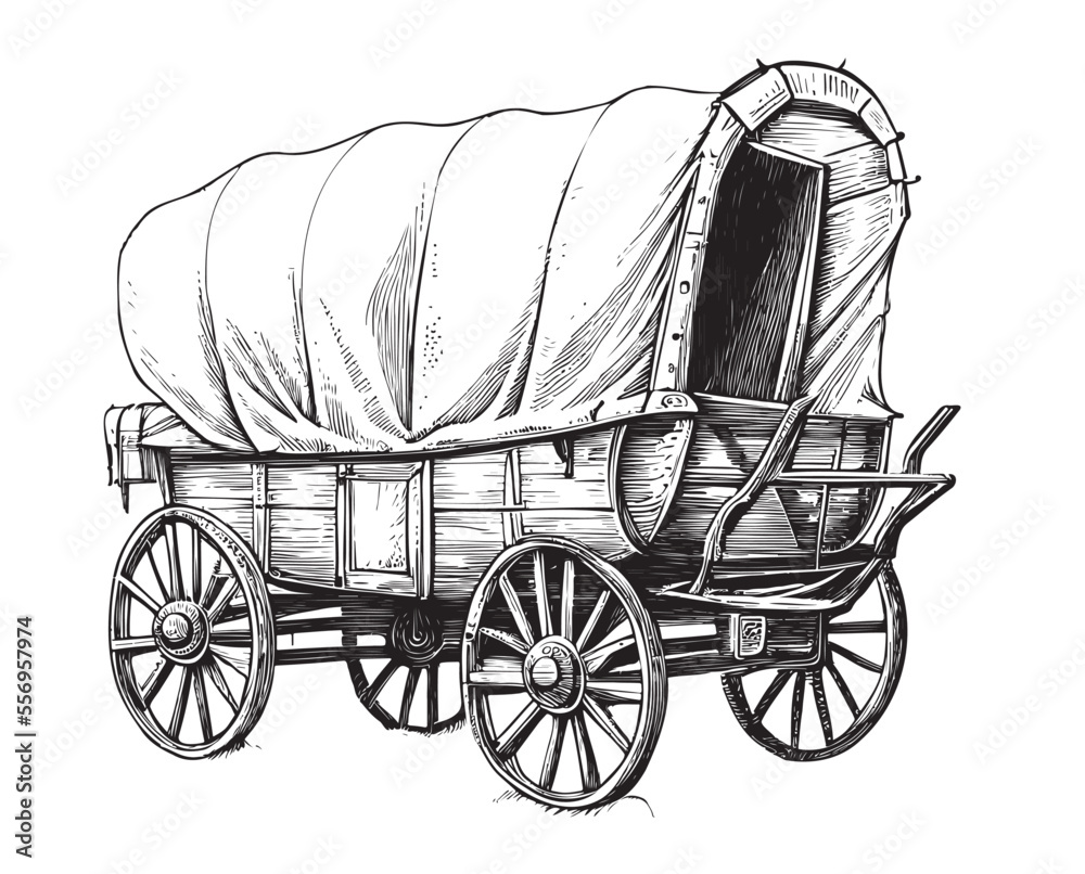 How To Draw A Covered Wagon Step By Step