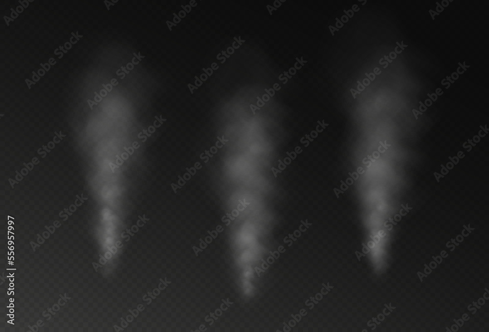 Realistic steam, hot vapour, humidifier mist, transparent fog overlay ...