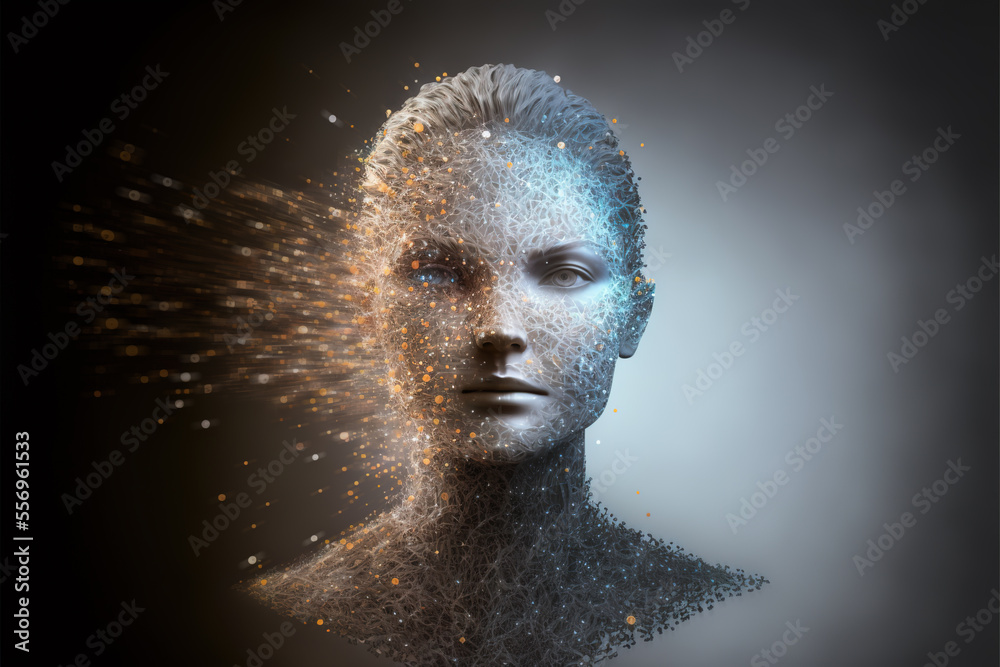 Virtual visualisation of AI in human form , Generative AI illustration ...