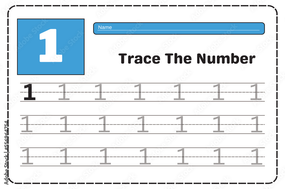 Number 1 tracing practice worksheet with Worksheet for learning numbers ...