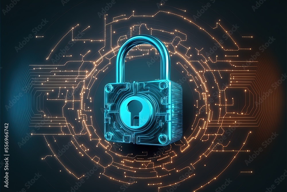 Abstract secure technology background with lock and circuit Stock ...