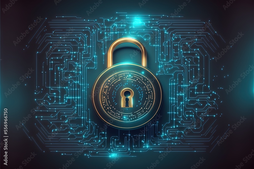 Abstract secure technology background with lock and circuit Stock ...