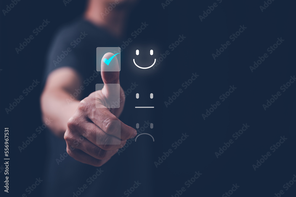 Customer service satisfaction survey concept.Business people or ...