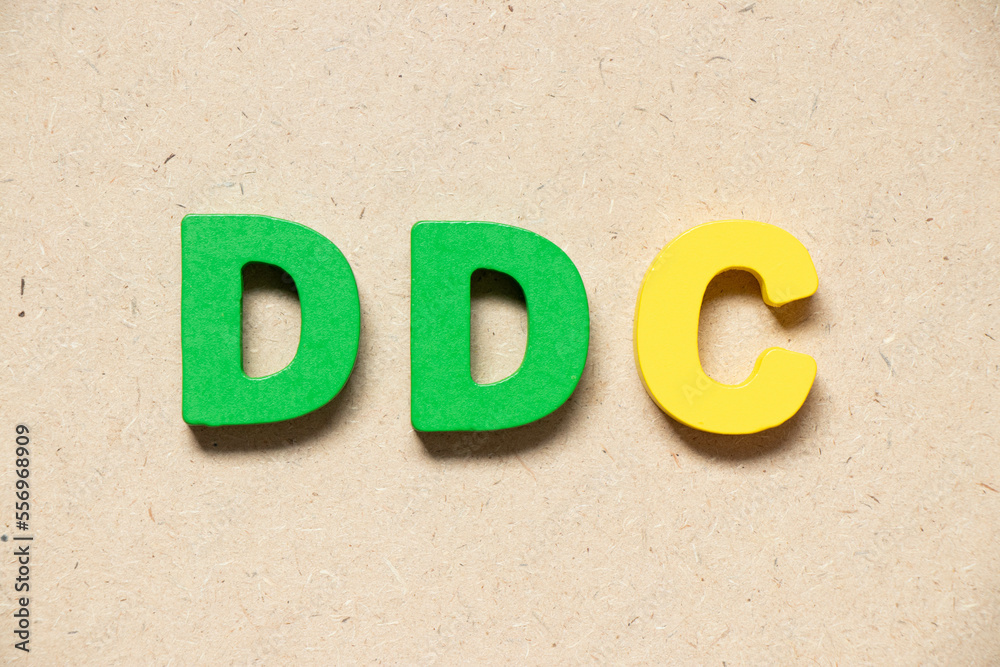 Color alphabet letter in word DDC (Abbreviation of Division of disease control, Direct digital ...