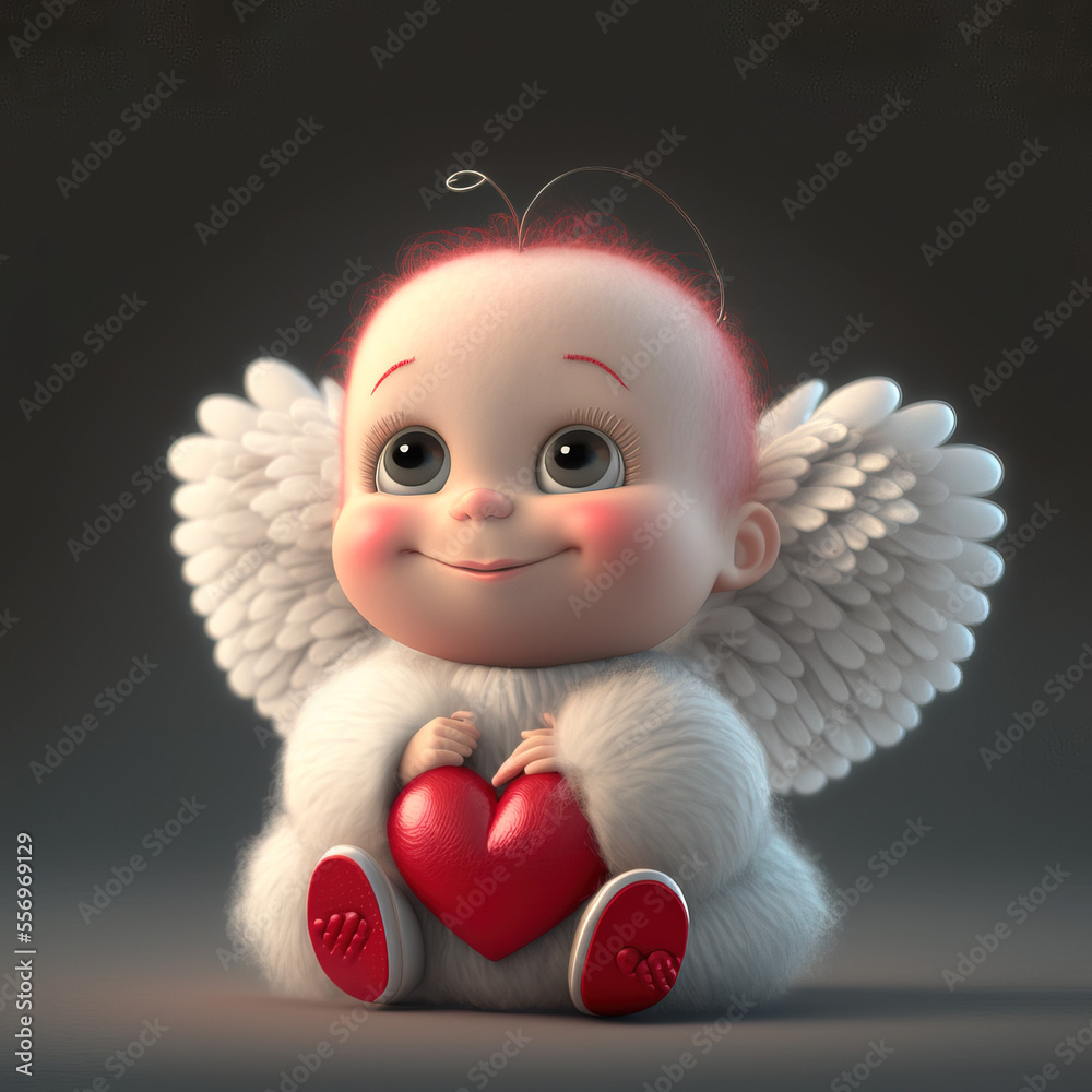 Love illustration of a little baby angel, a child who brings people ...
