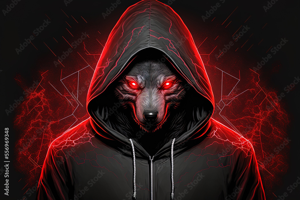 Wolf with a red hoodie savage appearance half wolf, half man image ...