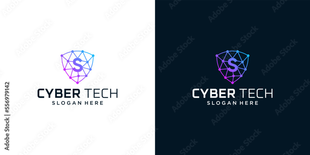 Cyber tech logo design template with initial letter S graphic design ...