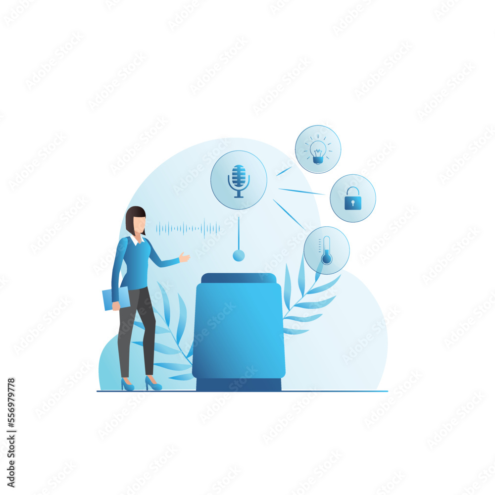 Vector girl controls voice, virtual, personal assistant on Internet ...