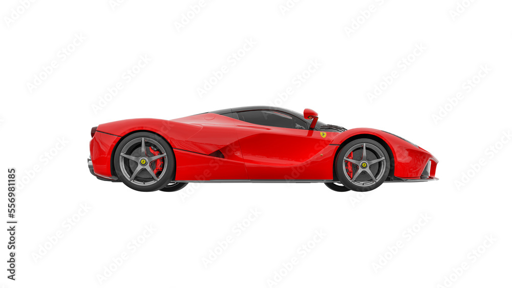 red Ferrari on white background, 3d rendering of LA FERRARI png ...