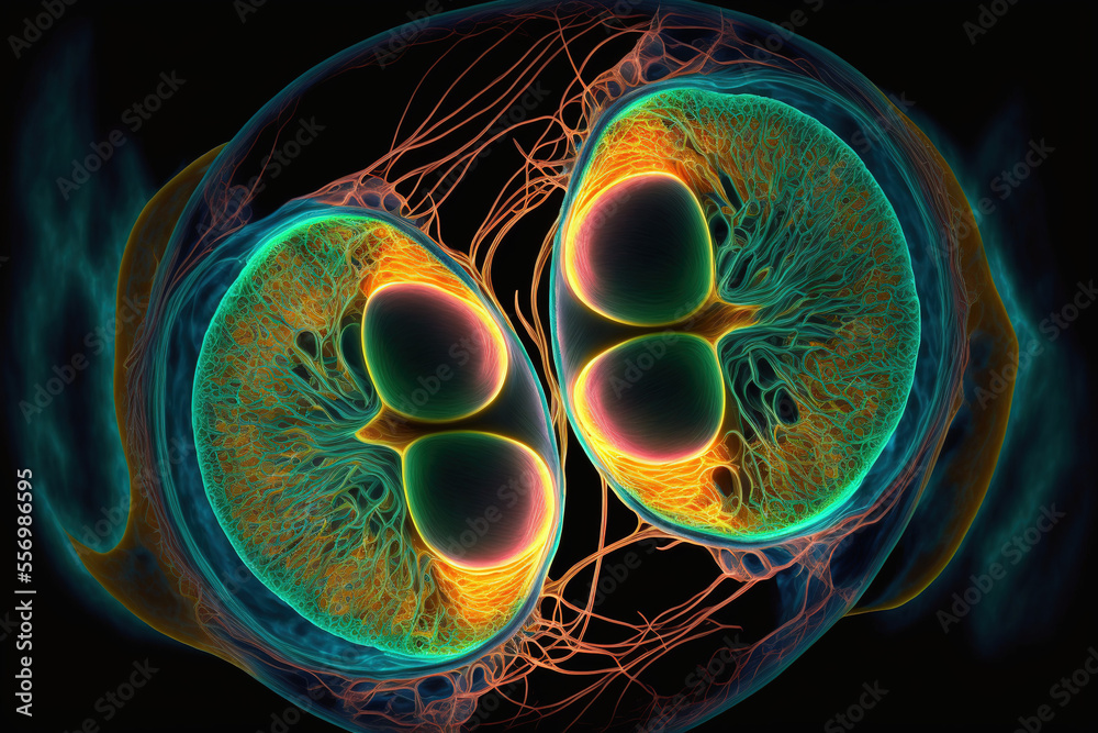 cell division, biological animation created with generative ai ...