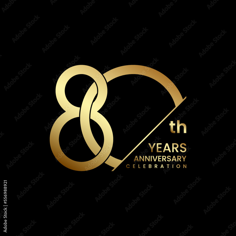 80th Anniversary. Anniversary logo design with golden text. Logo Vector ...