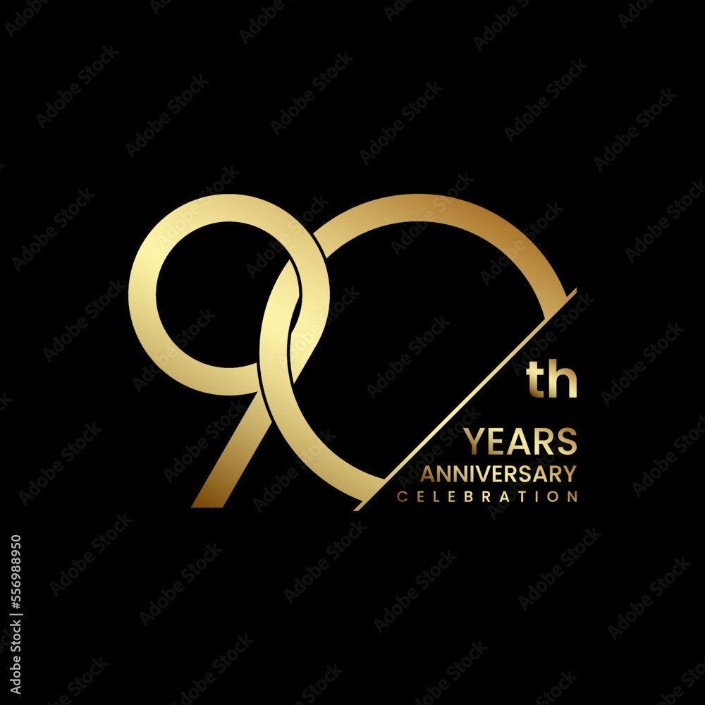 90th Anniversary. Anniversary logo design with golden text. Logo Vector ...