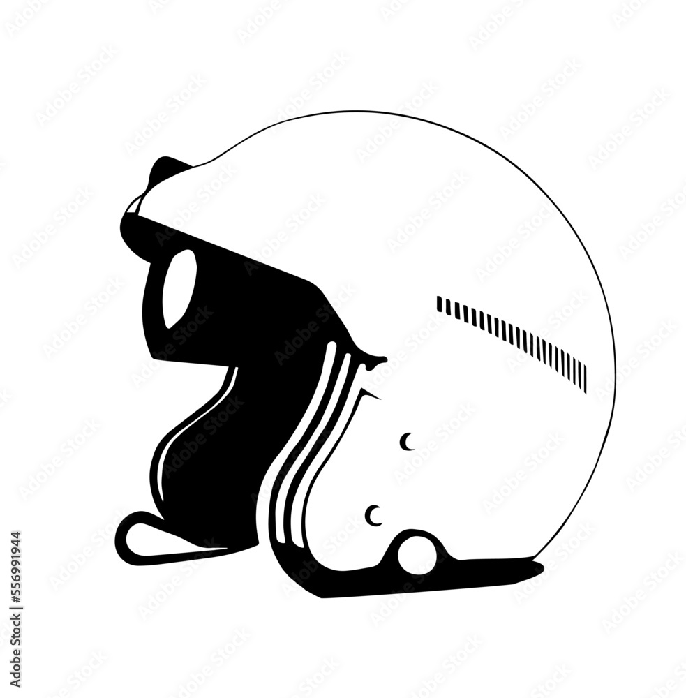 Biker helmet, side view on a white background. Flat vector illustration ...