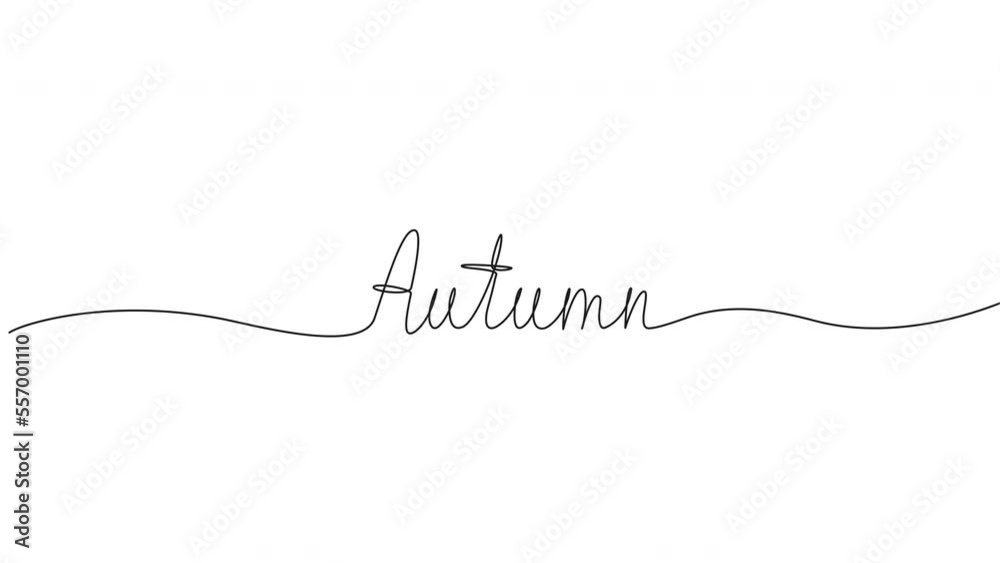 animated continuous single line drawing of word AUTUMN, line art ...