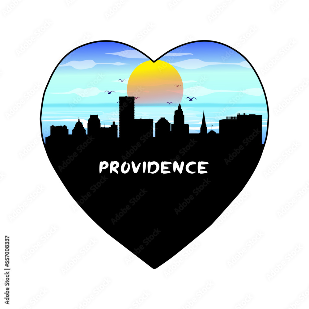 Providence Rhode Island USA Skyline Silhouette Retro Vintage Sunset ...