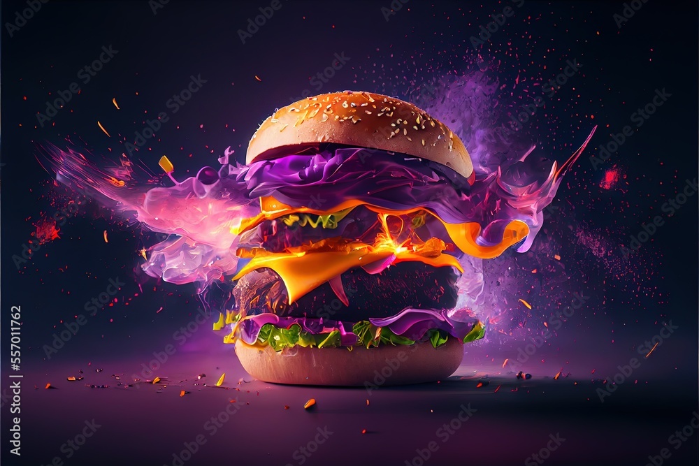 Hamburger, burger exploding photoshoot, macro photography food, food ...