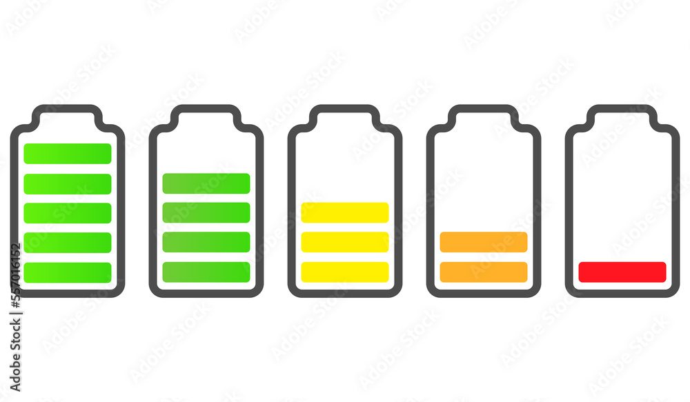 Mobile Battery Remaining Icon set with transparent background, Battery ...