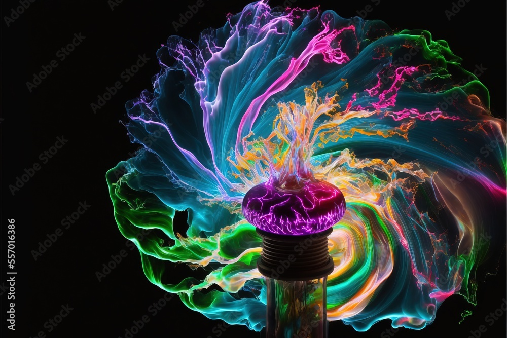 a colorful object is shown in the dark with a black background and a ...