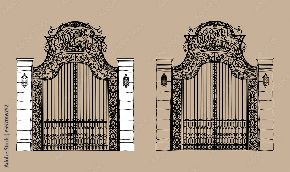 silhouette of a wrought iron gate vector illustration. Metal openwork ...