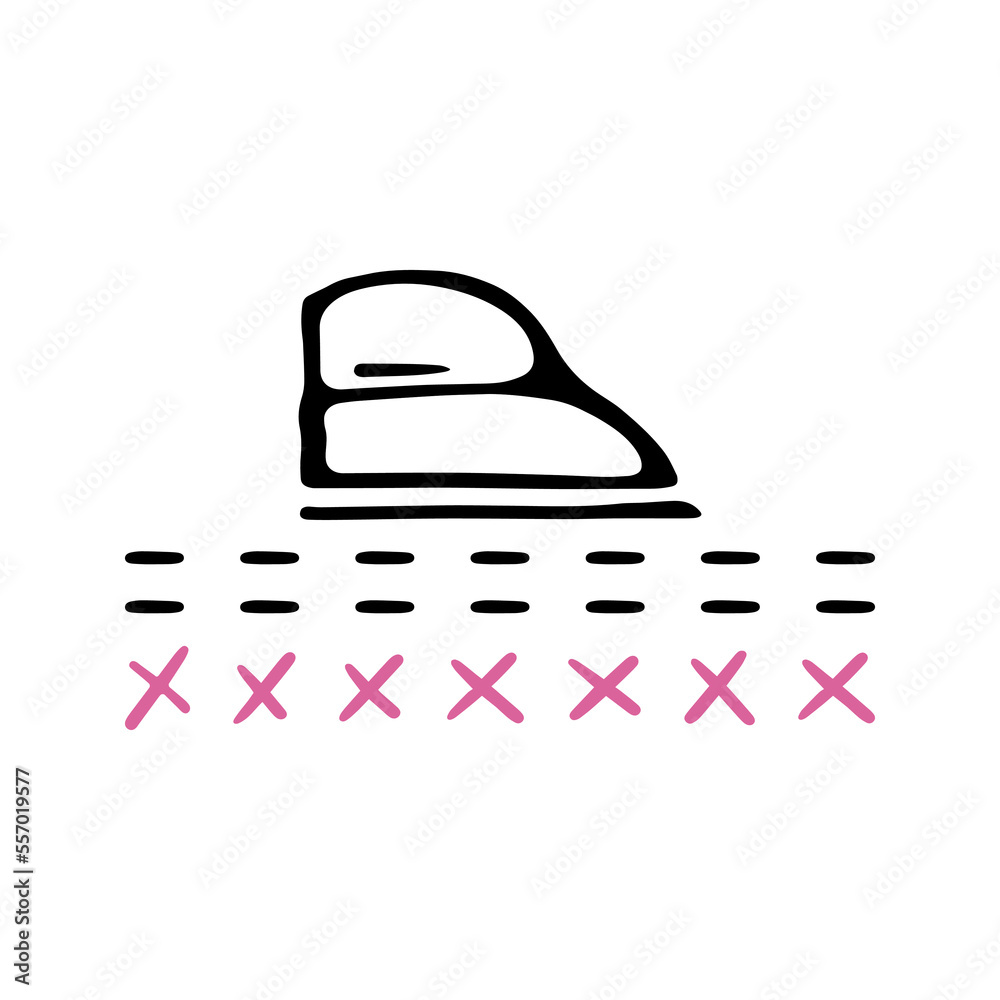 Iron and stitches. Doodle logo. Hand-drawn icons collection. Vector ...