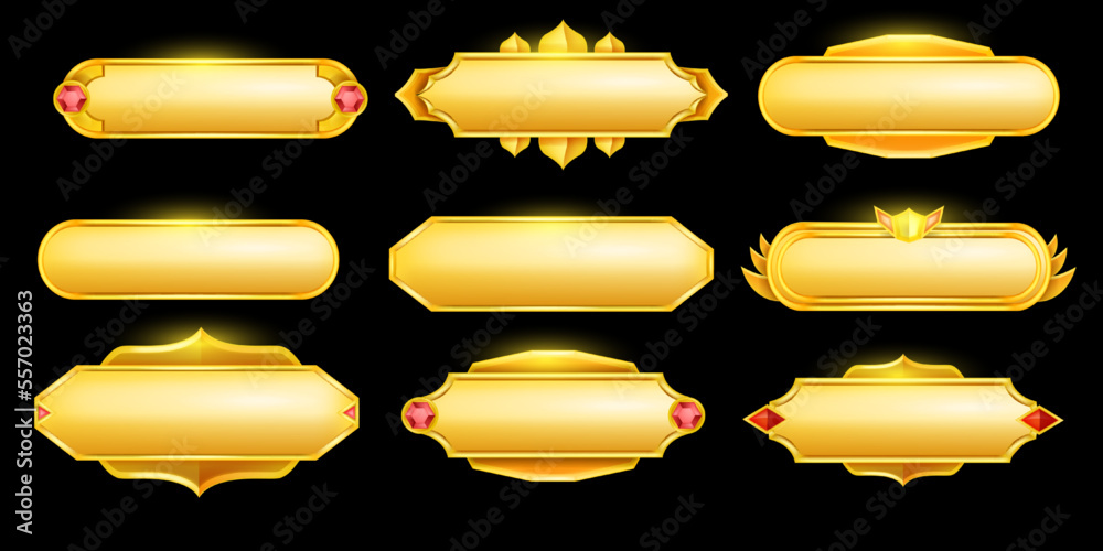 Game button set, fantasy royal RPG interface border, UI avatar text ...