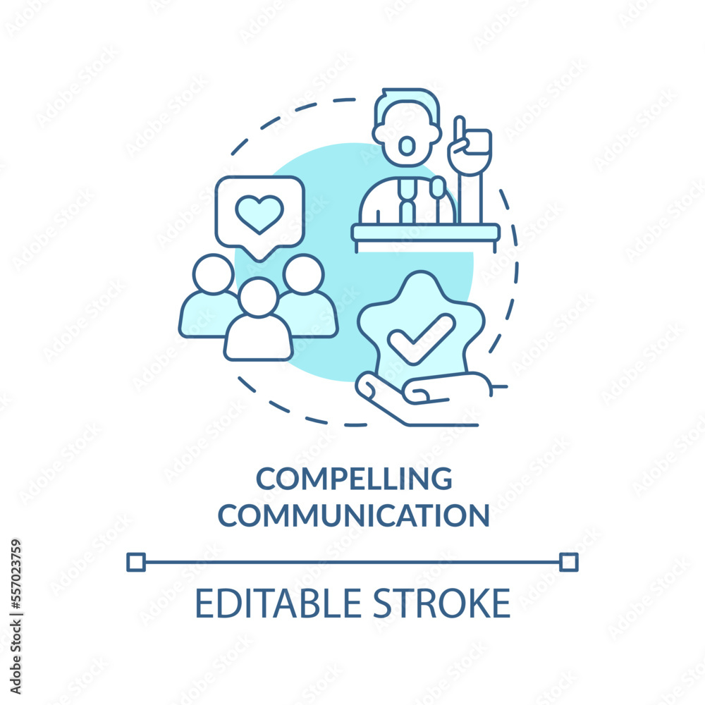 Compelling communication turquoise concept icon. Government ...