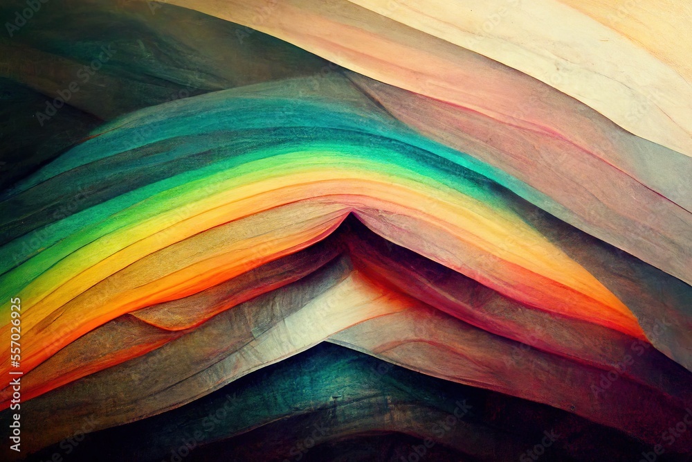 a rainbow colored abstract painting with a large amount of colors on it ...