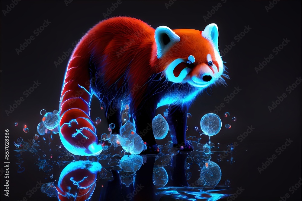 Anime style red panda with blue electric lightning. AI generated art ...