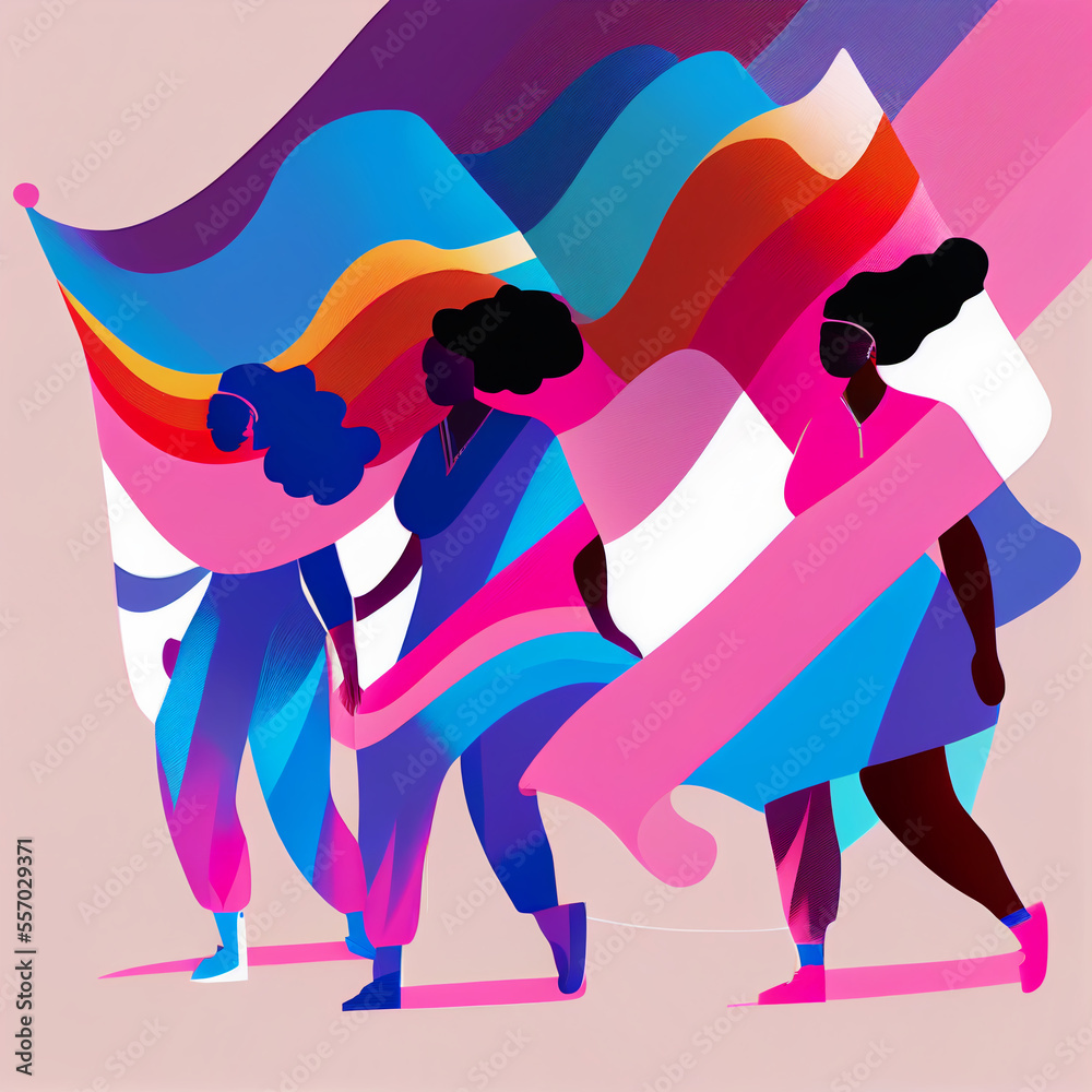 BIPOC Pink Blue Purple Abstract Illustration Woman Indigenous People Of ...